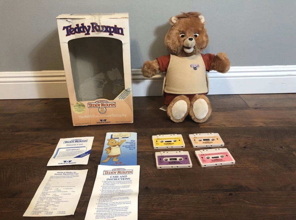 VINTAGE Teddy Ruxpin in Original Box W/ 4 Original Cassettes for Sale ...