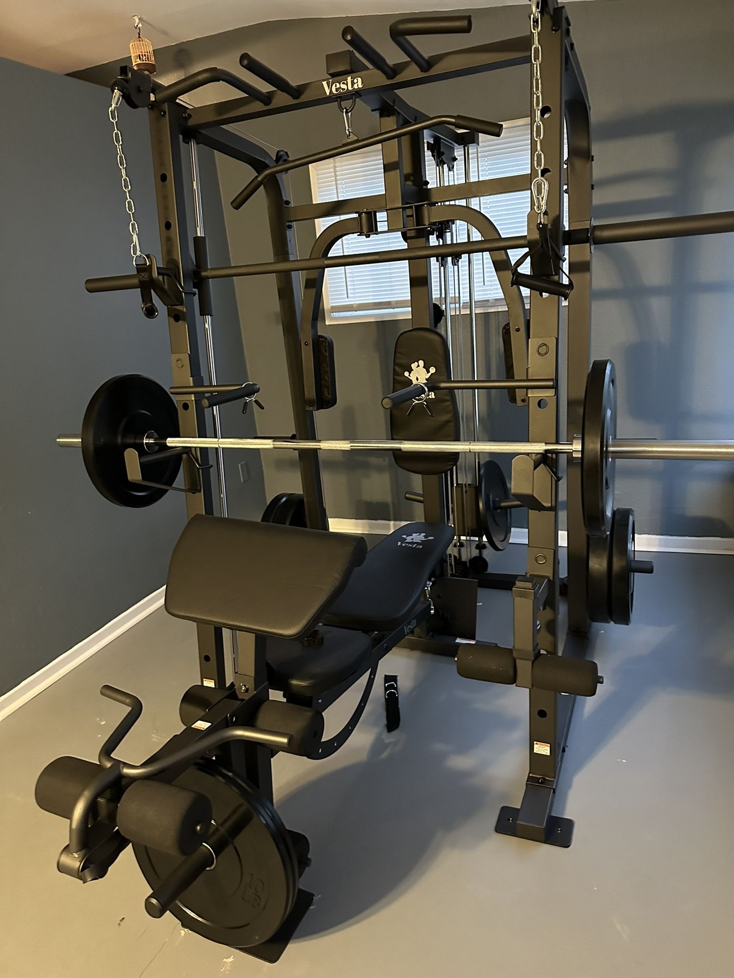 Vesta Fitness Smith Machine 1001 w/Bench Attachment | 245lb Cast Iron ...