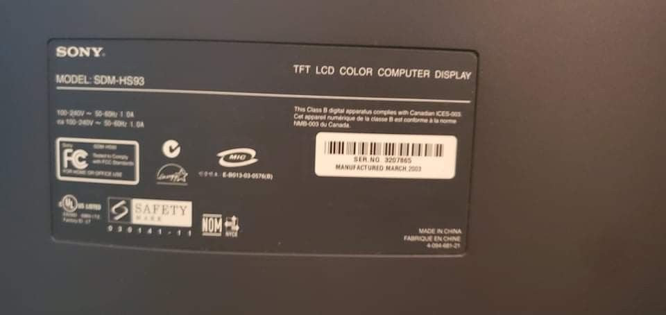 Sony SDM-HS93 Monitor for Sale in Boca Raton, FL - OfferUp