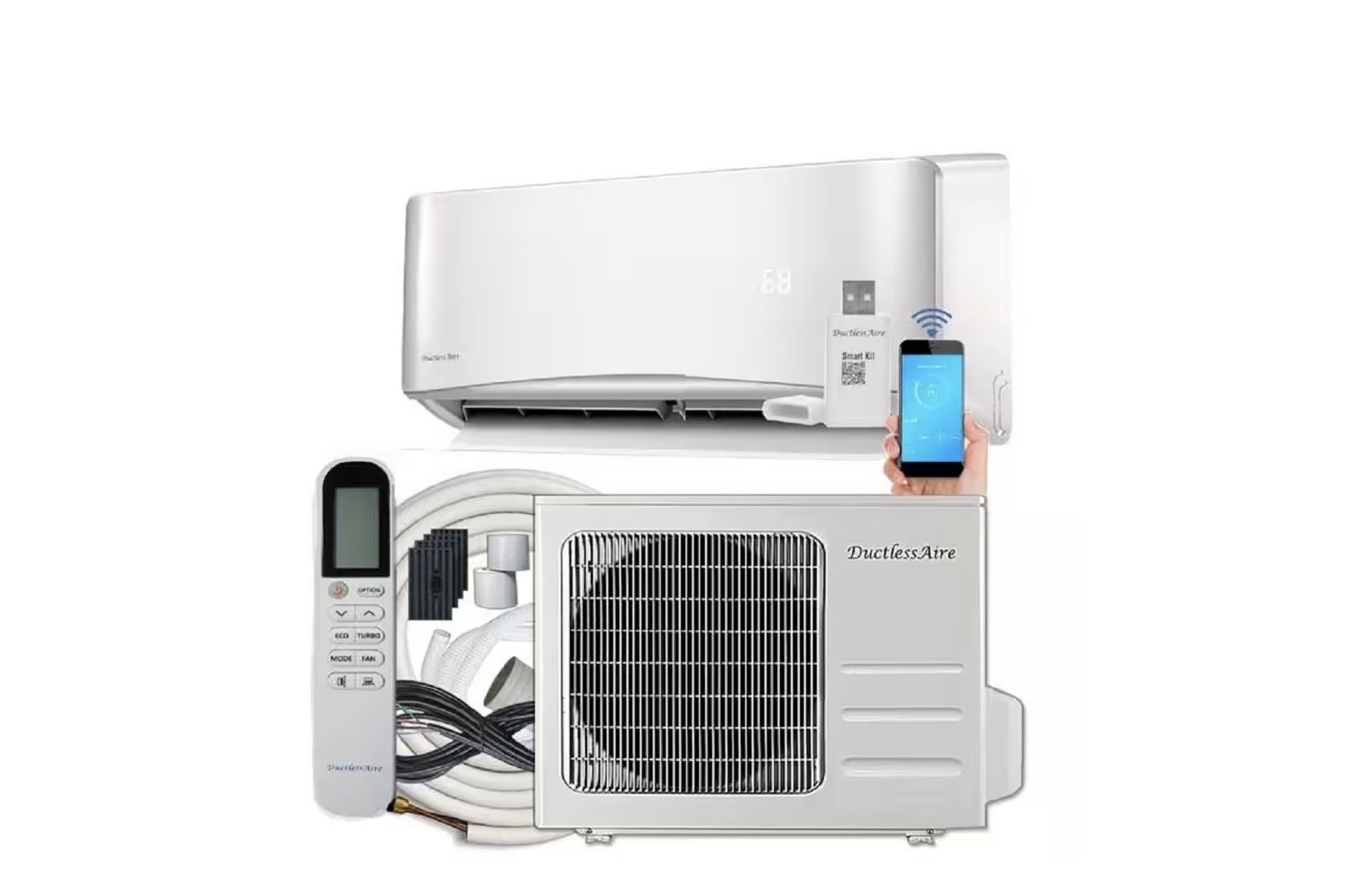 DuctlessAire 19 SEER 12,000 BTU 1 Ton Ductless Mini Split Air ...