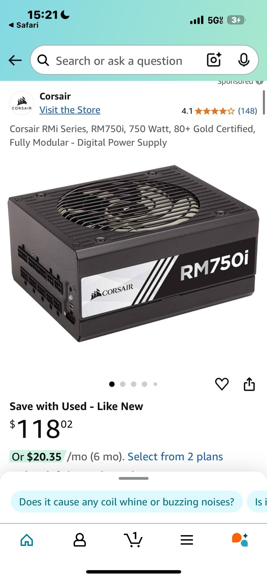 Corsair RM750i Power supply for Sale in Elk Grove, CA - OfferUp