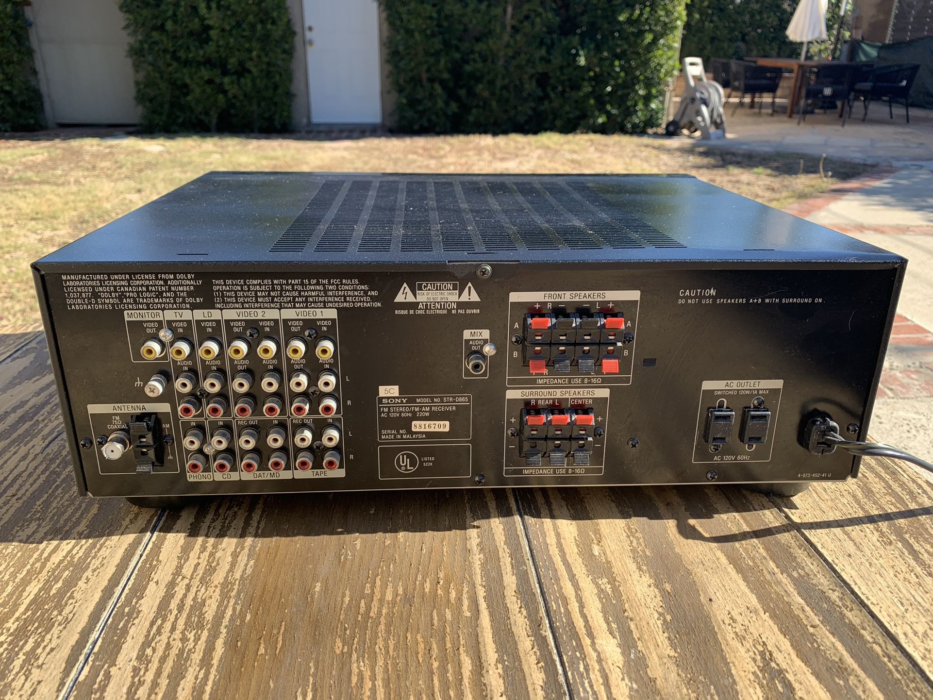 SONY STR-D865 - 5.1 Ch Home Theater Surround Sound Receiver - Tested ...
