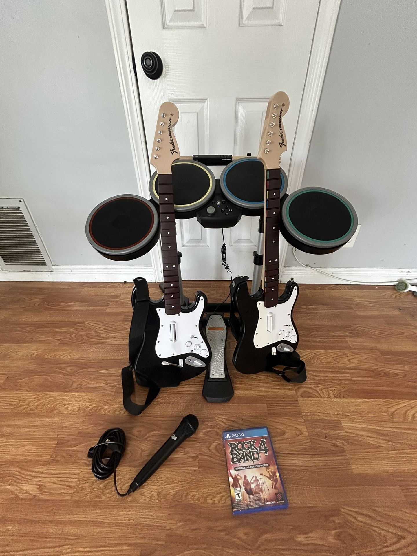 Rock Band 4 Set For PlayStation 5 & 4 , 2 Fender guitars, 1 Drum Set w ...