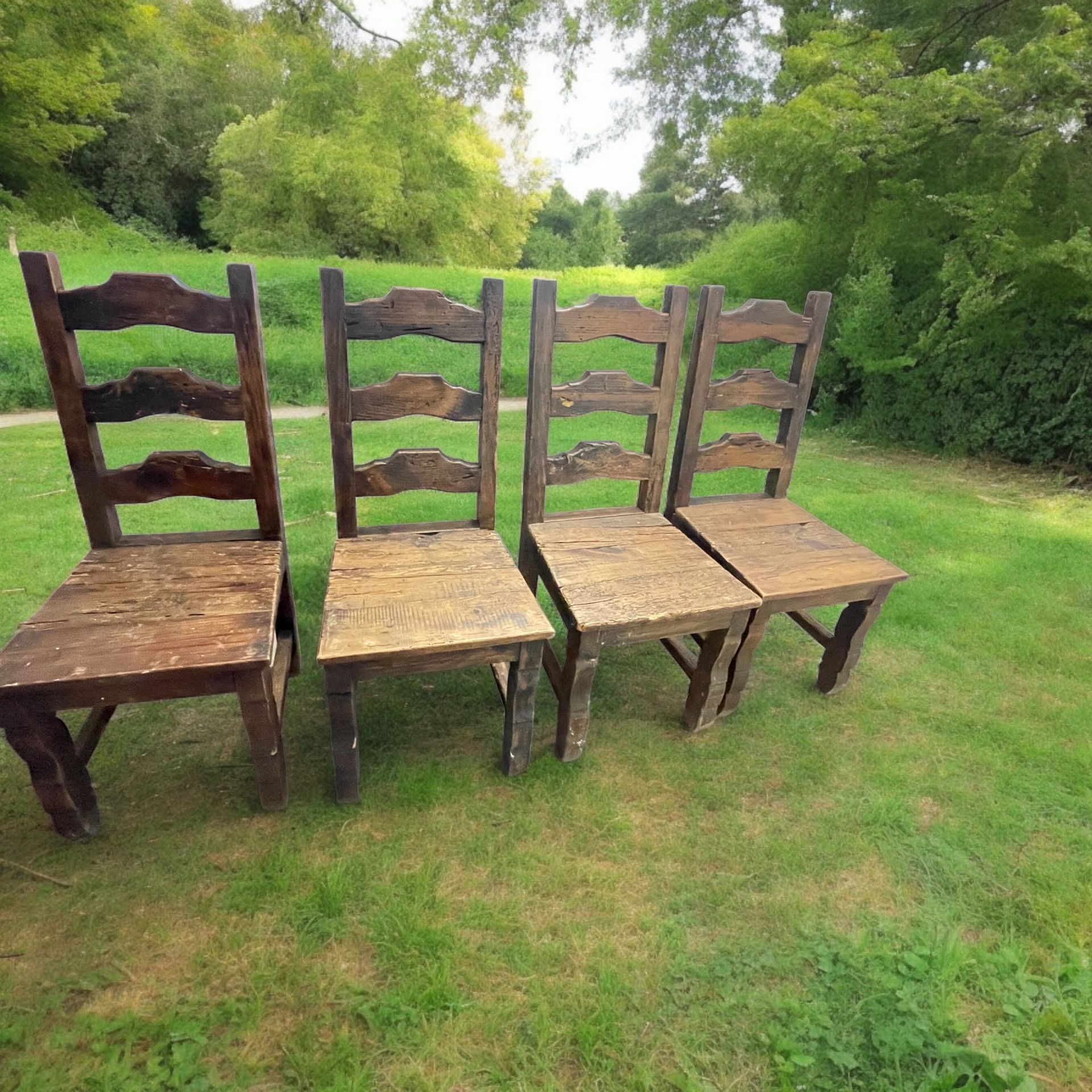 Dining Room Chairs Four Piece Set Unique, Vintage Handmade Solid Wood ...
