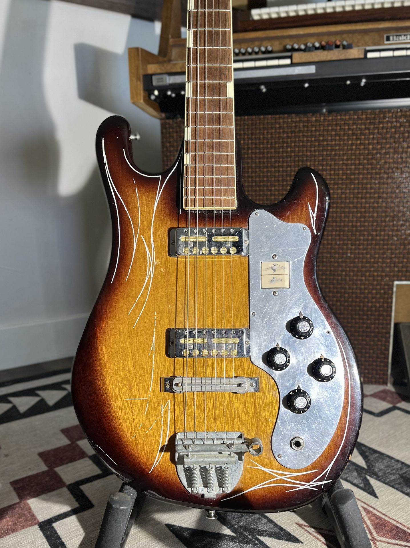 1960’s Japan Teisco WG-2L Sunburst Custom Hot Rod Modified Gold Foil ...