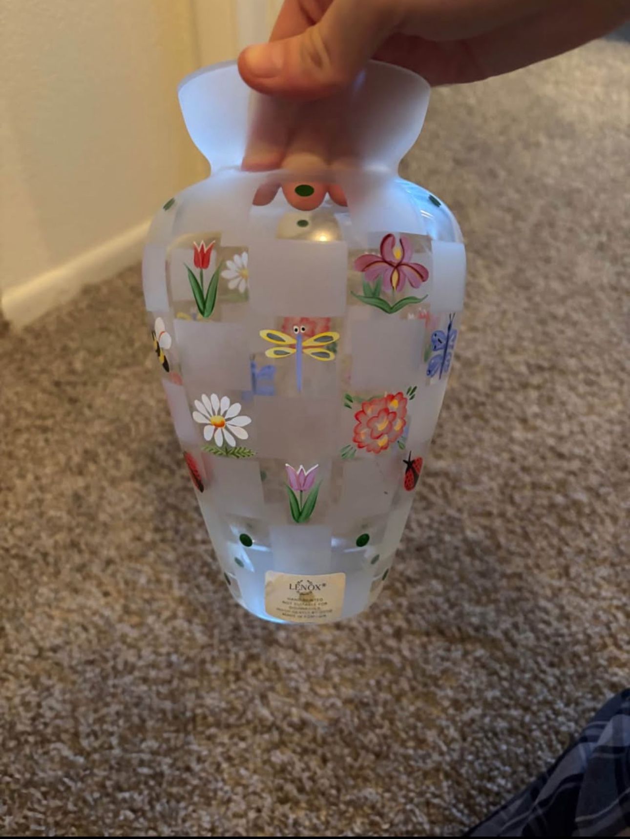 lenox natures splendor hand painted 8.5” vase with frosted glass for ...