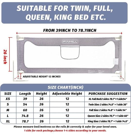 California King Mattress Toddler Bed Rails, Bed Guard Rail for Toddlers ...