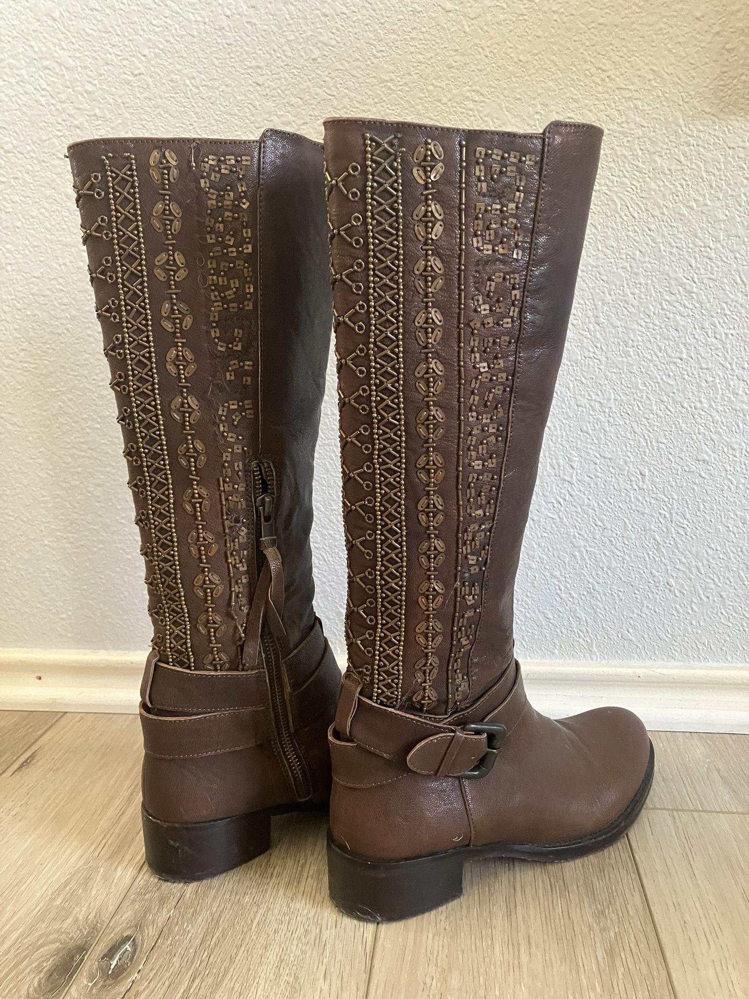 Anthropologie Jasper & Jerra Leather Anoia Beaded Boots for Sale in ...