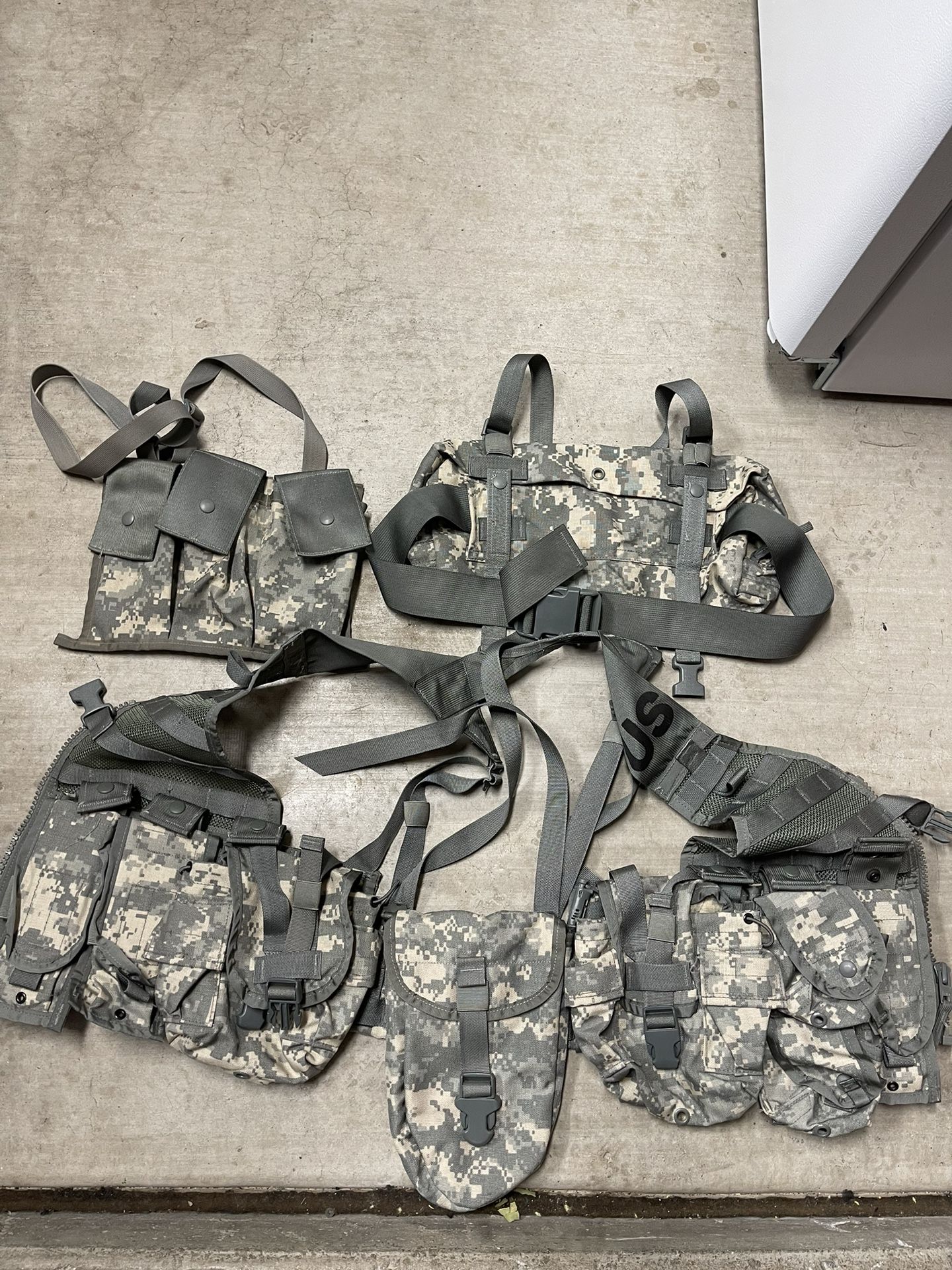 USGI Molle ACU Fighting Load Carrier FLC Vest Drop Leg Holster Set for ...
