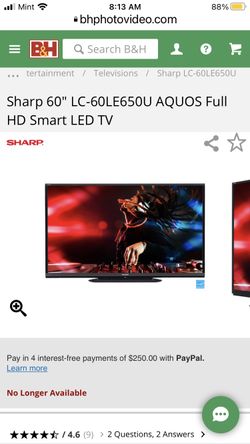 Sharp Aquos 60 Inch LED Smart Wifi TV for Sale in Pompano Beach, FL ...