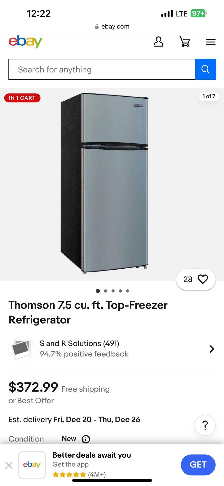 Refrigerator Thomson 7.5 Cu. ft. for Sale in Anaheim, CA - OfferUp