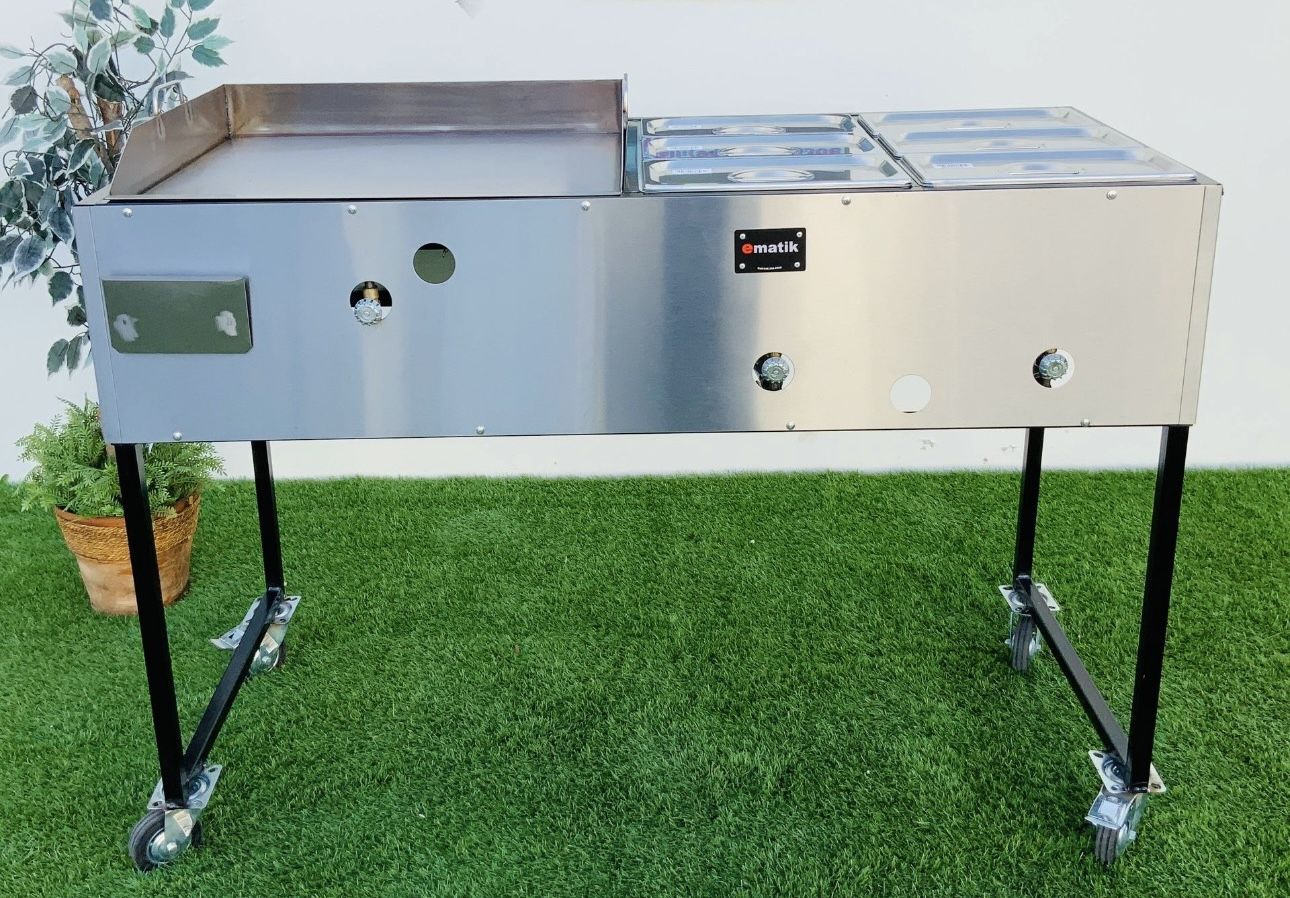 Taco Cart 24" Griddle + 6 Steamer 1/3 Trays Outdoor Propane Cooking ...