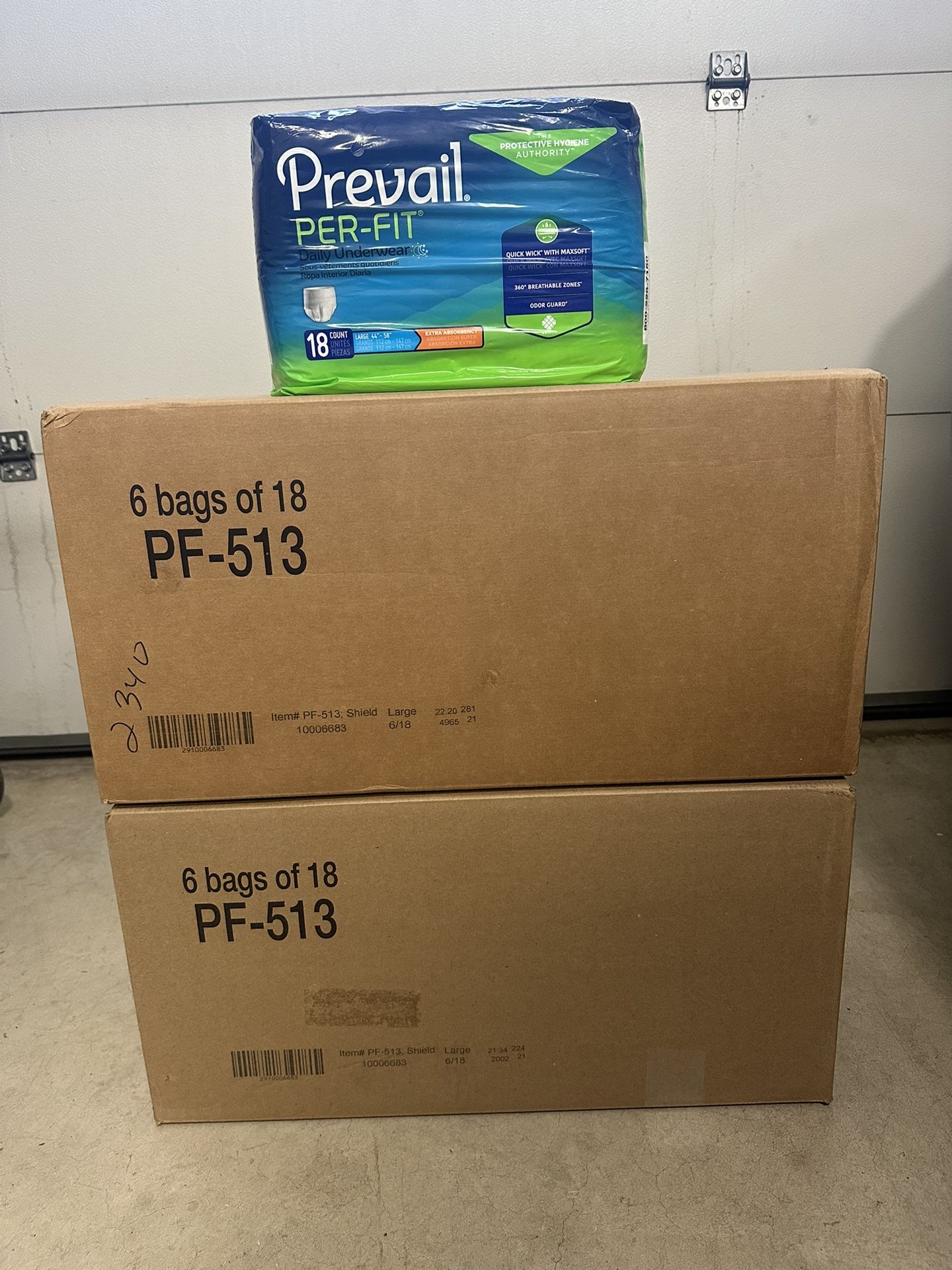 Prevail Per-Fit Large 44"-58" Daily Underwear - 13 Bags - 18 Count ...
