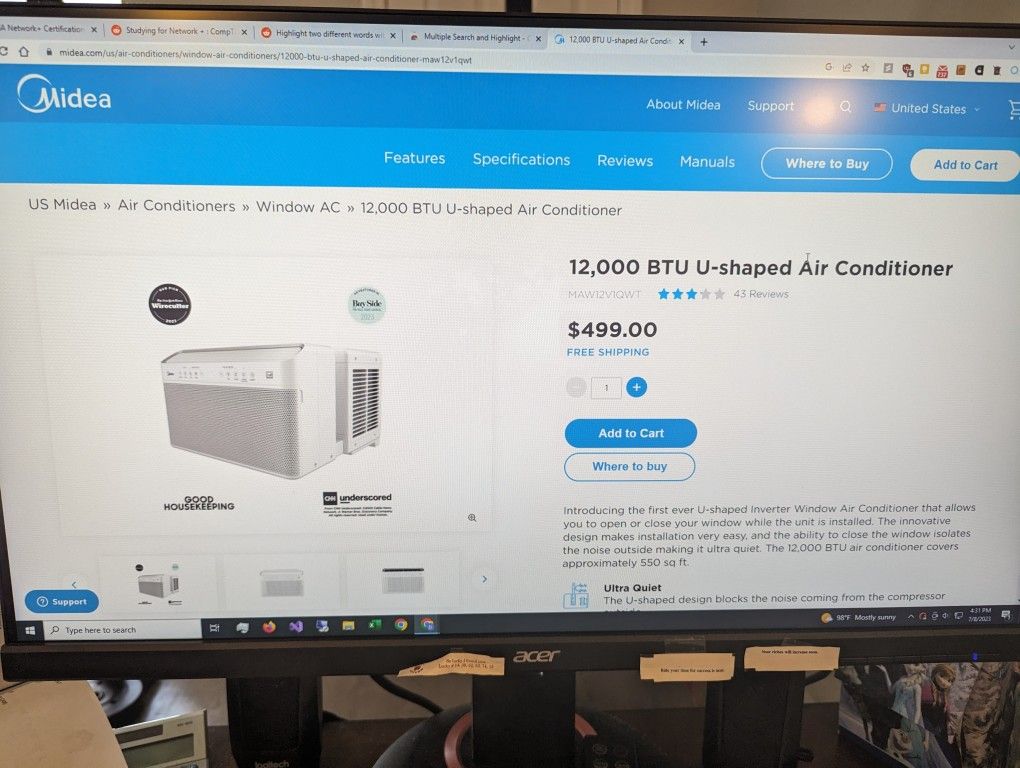 Midea U-Shape Window AC Unit 550sq Ft 12,000 BTU WiFi for Sale in Alamo ...