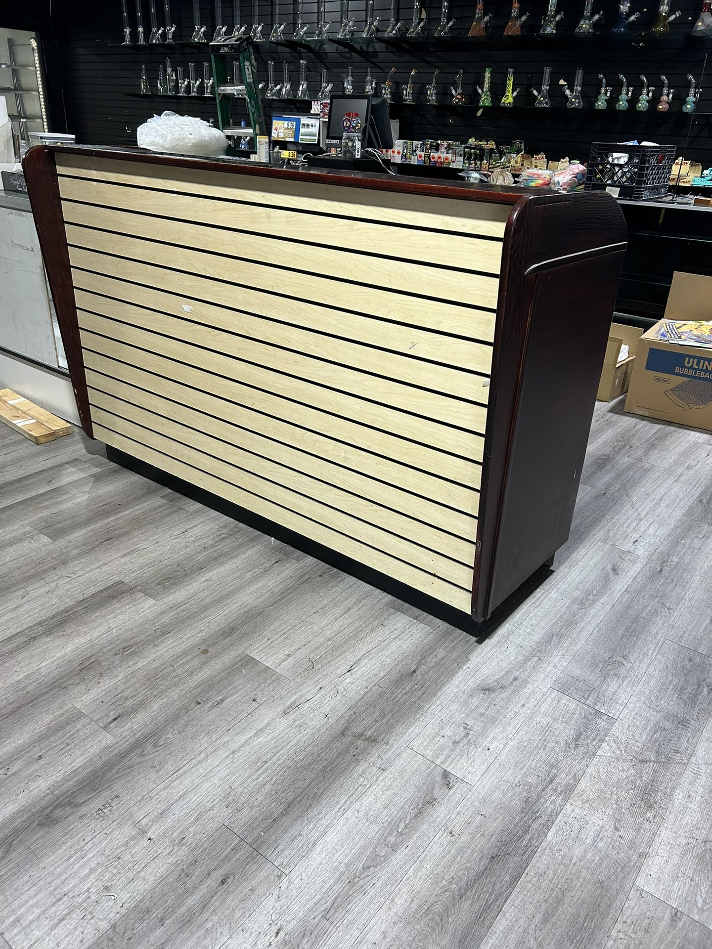 Register Counter With 6 Cabinets And Front Slat Wall for Sale in Lemon ...