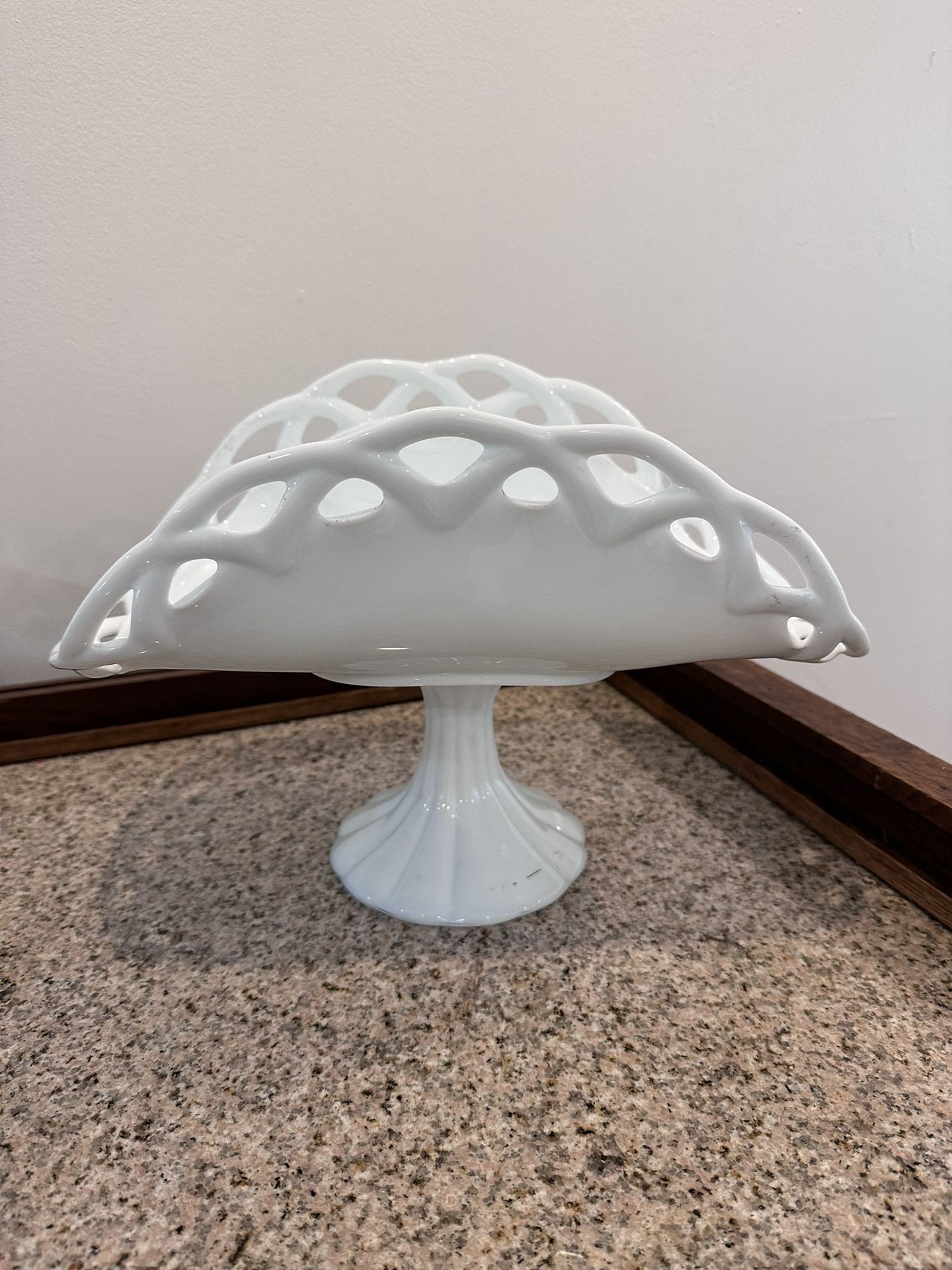 Vintage Lace Edge Milk White Banana Fruit Pedestal Bowl for Sale in ...