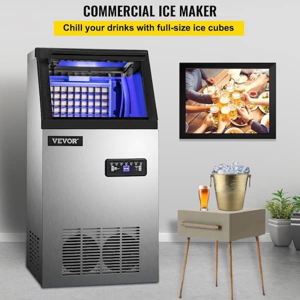 88 lb. / 24 H Ice Machine Commercial Stainless Steel Auto Clean ...