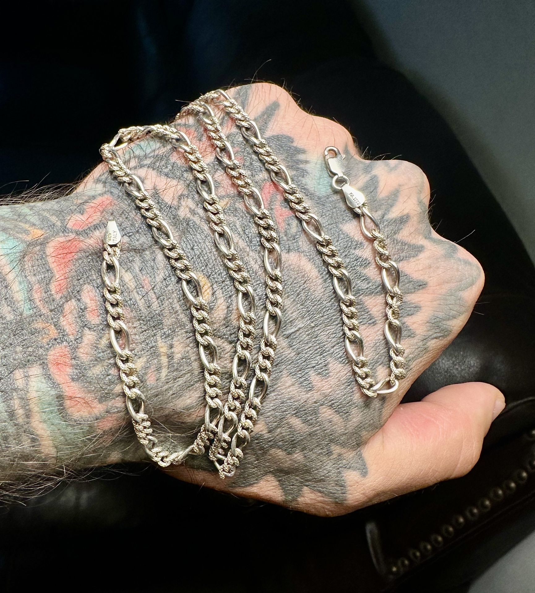 Beautiful !! 925 Sterling Silver Fancy Figaro Chain! for Sale in Los ...