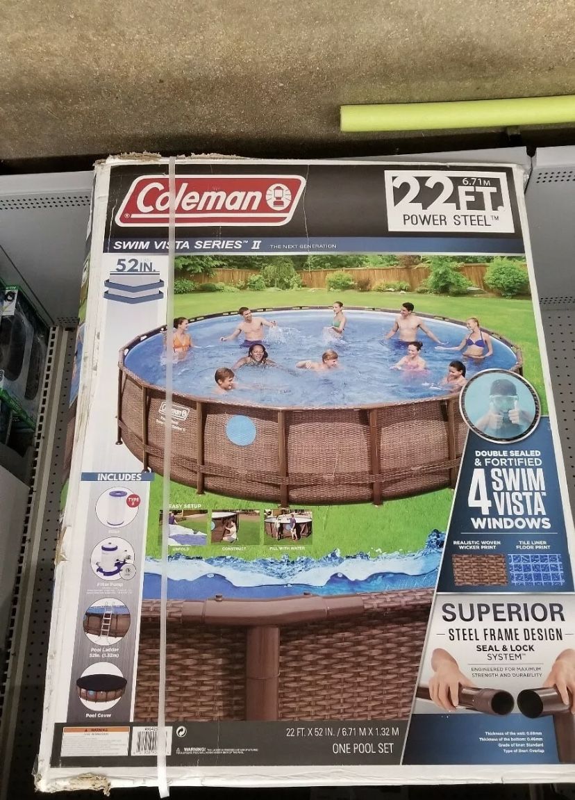 Coleman Power Steel 22’ x 52” Frame Swimming Pool Set for Sale in The ...
