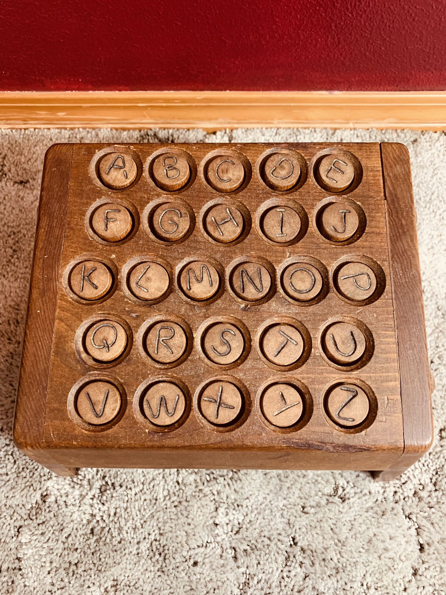 VINTAGE Kids Wooden Step Stool ABC Removable Pegs, Made by Keepsake ...