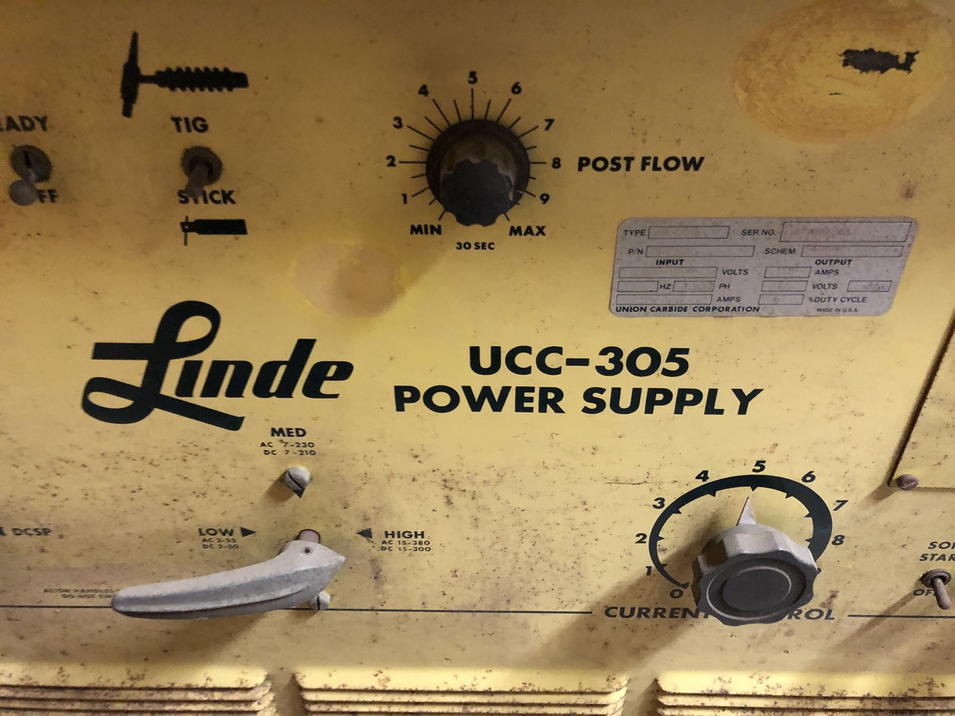 Linde type ucc-305 TIG/Stick Welder Power Supply & Pedal Welding ...