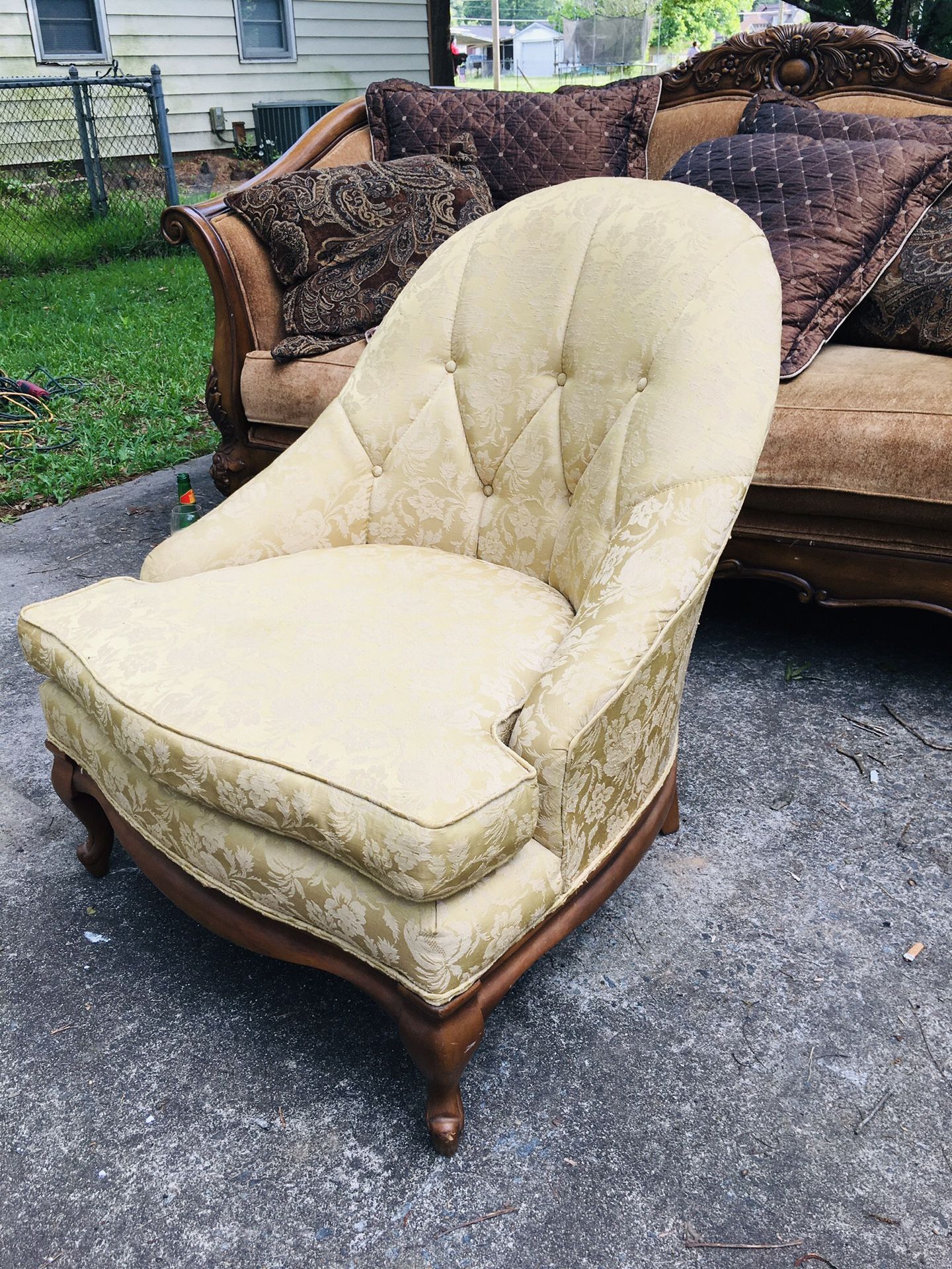 Mid Century Modern Gold Brocade Chair for Sale in Warner Robins, GA ...