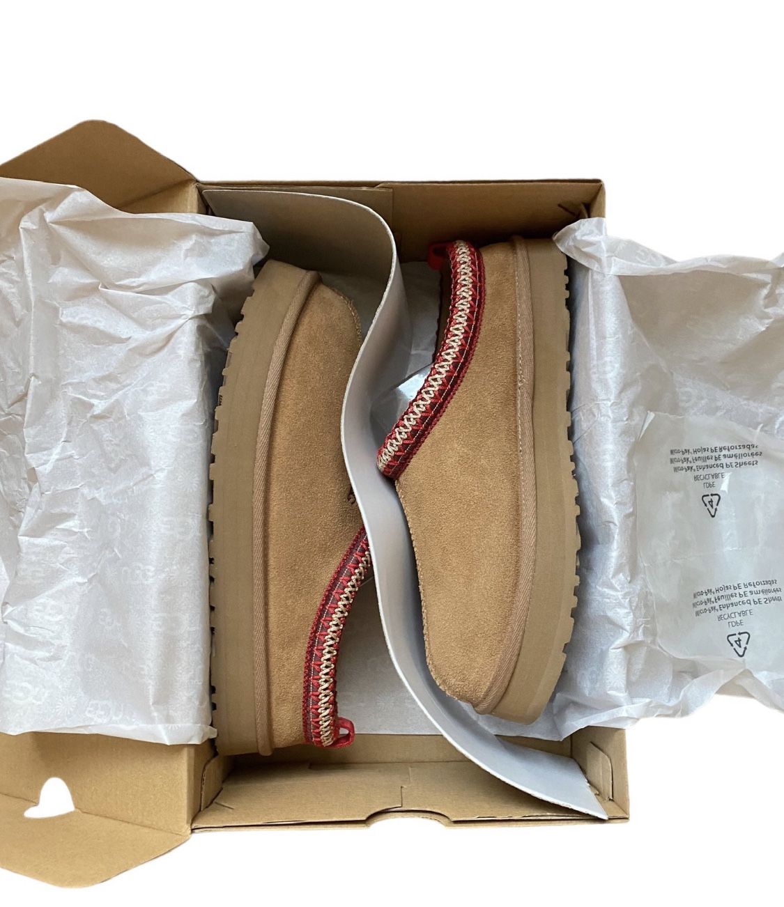 New In Box UGG Chestnut Tazz Platforms Sherpa Slippers Size 7 Youth 6 ...
