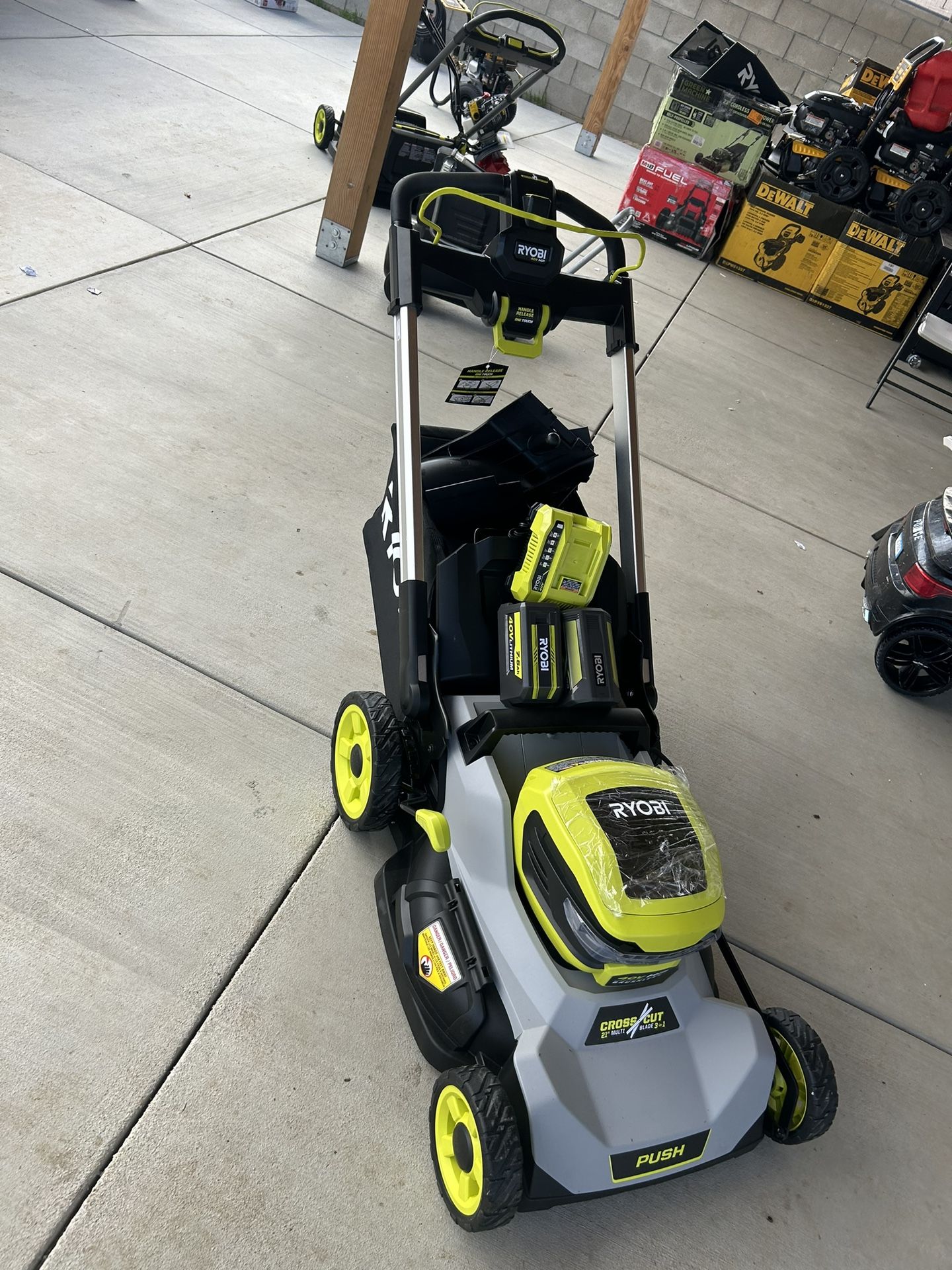 RYOBI 40V HP Brushless 21 in. Cordless Battery Walk Behind Self-Propelled Lawn Mower with (2) 6. ...