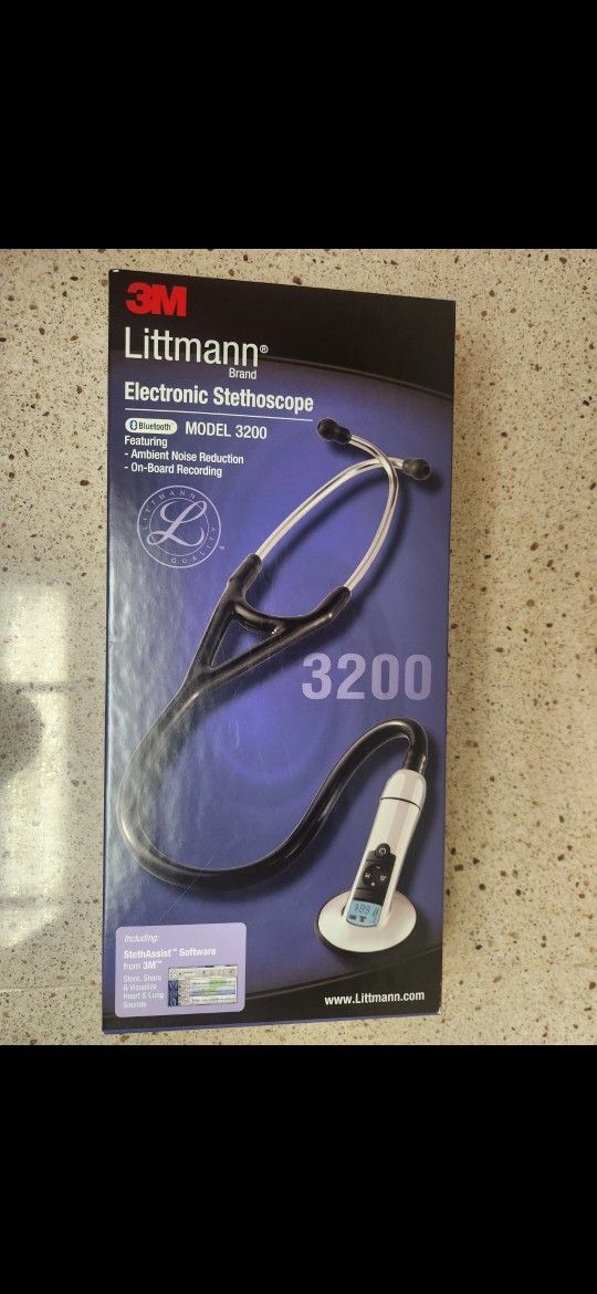 3M Littmann 3200 Electronic Stethoscope Blue Chrome Digital 3200 With ...