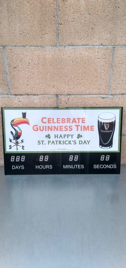 GUINNESS COUNTDOWN CLOCK . ( ALSO PLENTY OF NEON SIGNS / LIGHTS ...