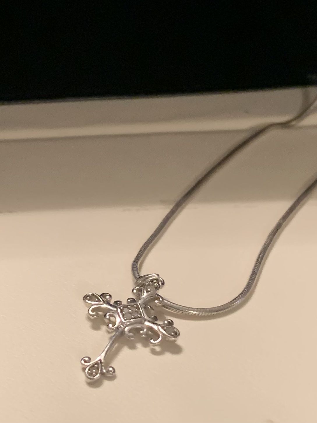 Stunning! Diamond silver Cross Necklace for Sale in Hudson, FL - OfferUp