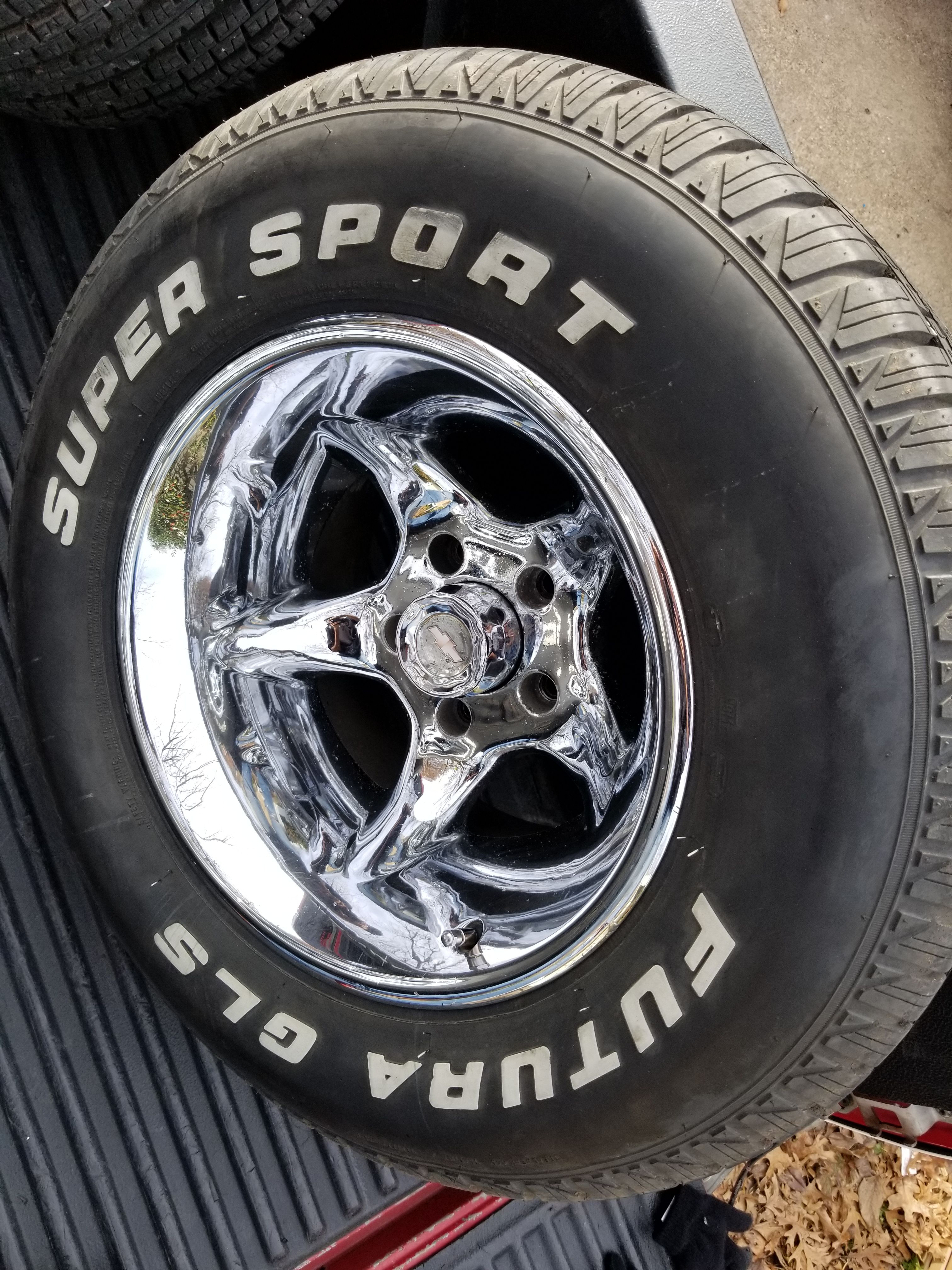 Chrome 5 lug Chevy Rims 15×10 Wide with 275/60R15 Tires All 98% Thread ...