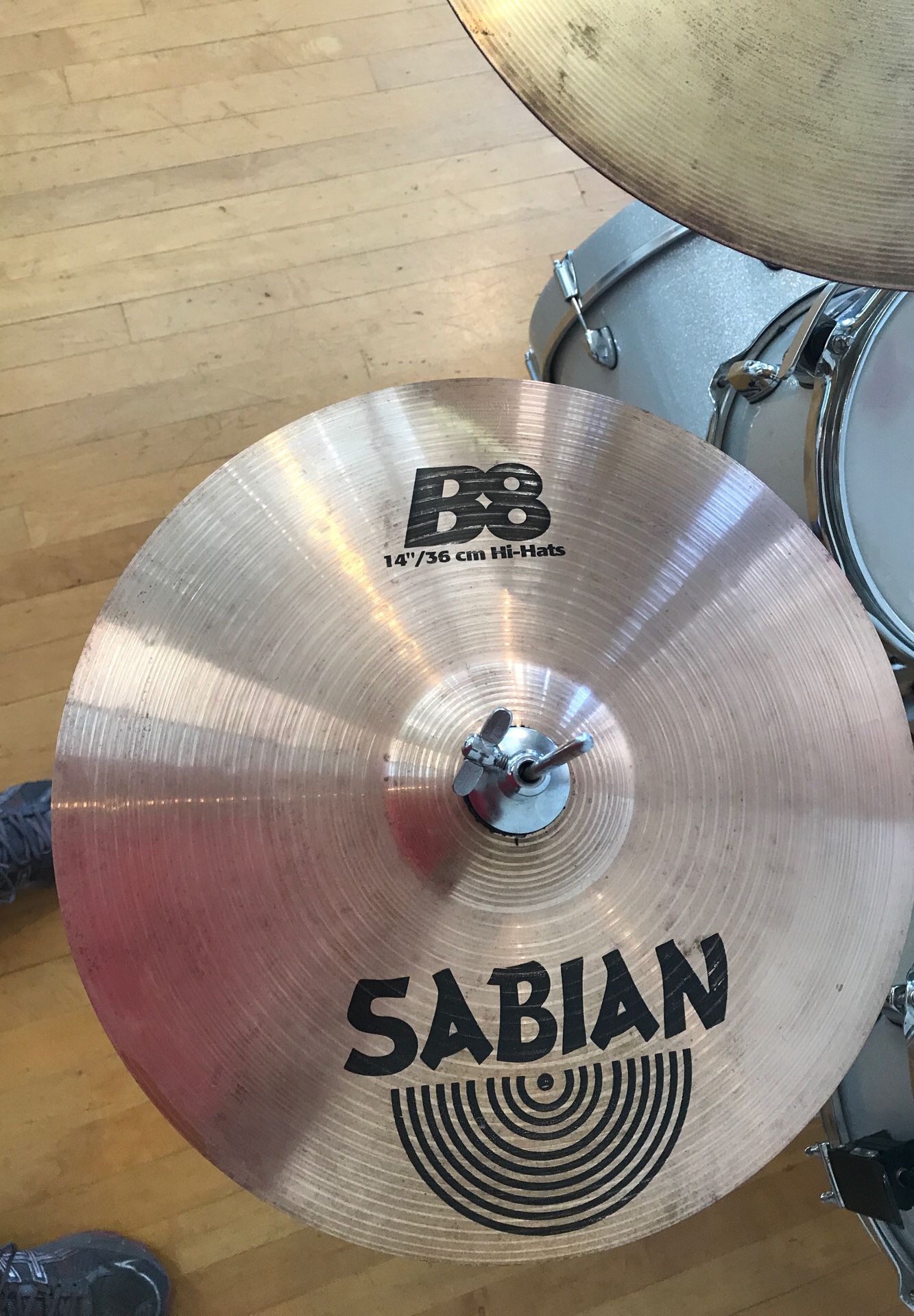 SPL compact bebop jazz drum set kit drums in white sparkle SABIAN ...