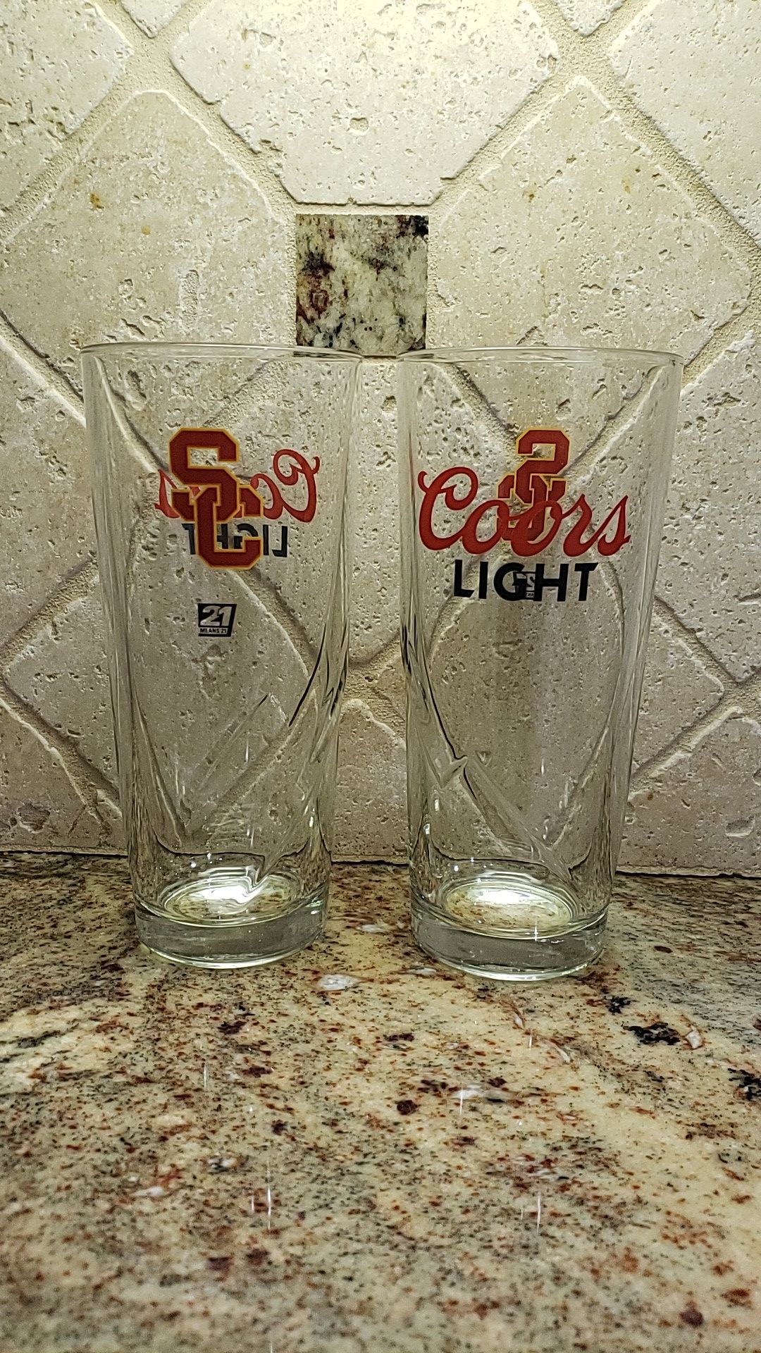 Set of 2 USC Trojans And COORS LIGHT Beer Glass Cups. for Sale in ...