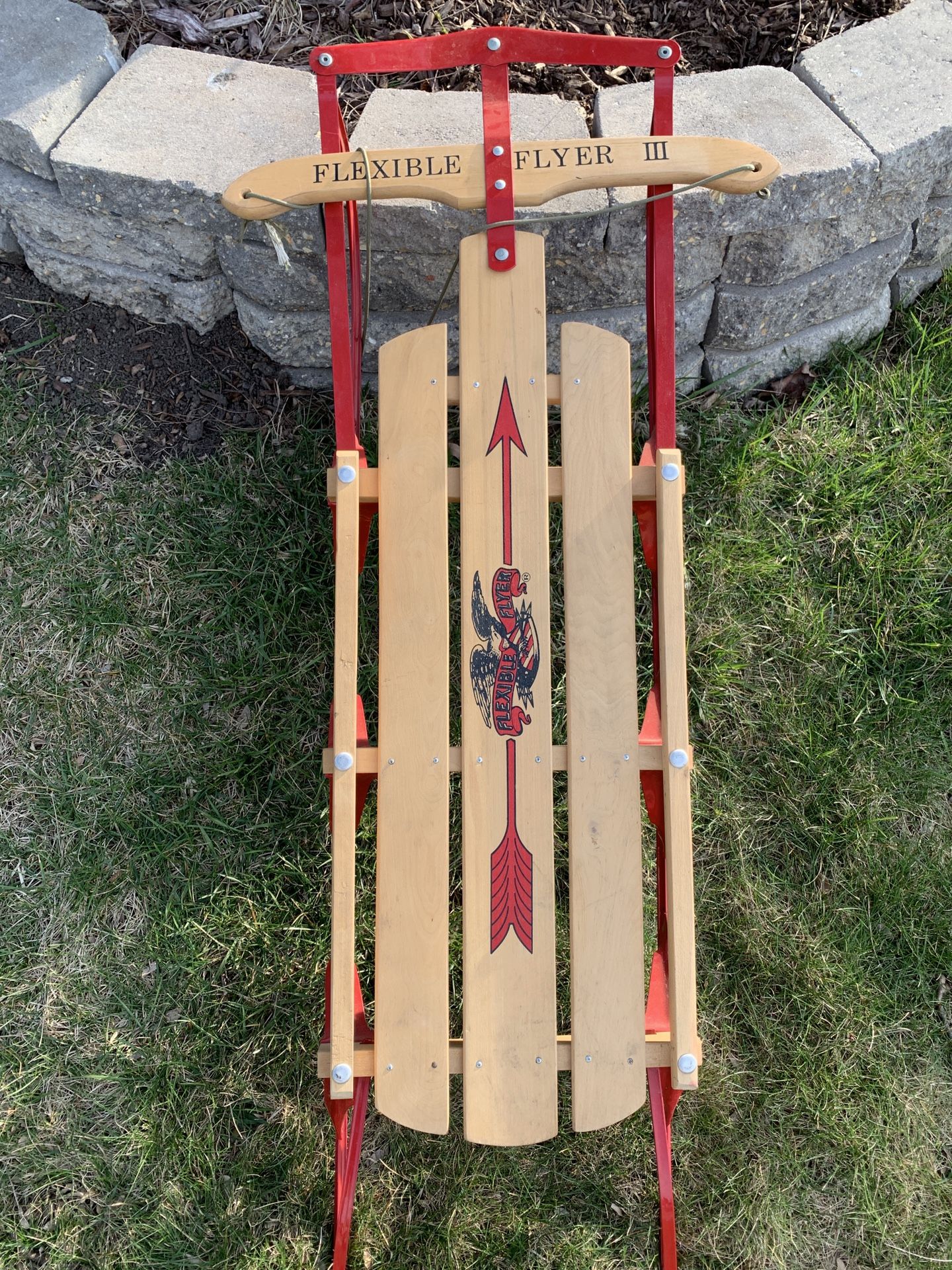 Flexible Flyer III 3 Wooden Sled Red Metal Rails Vintage 48” for Sale ...