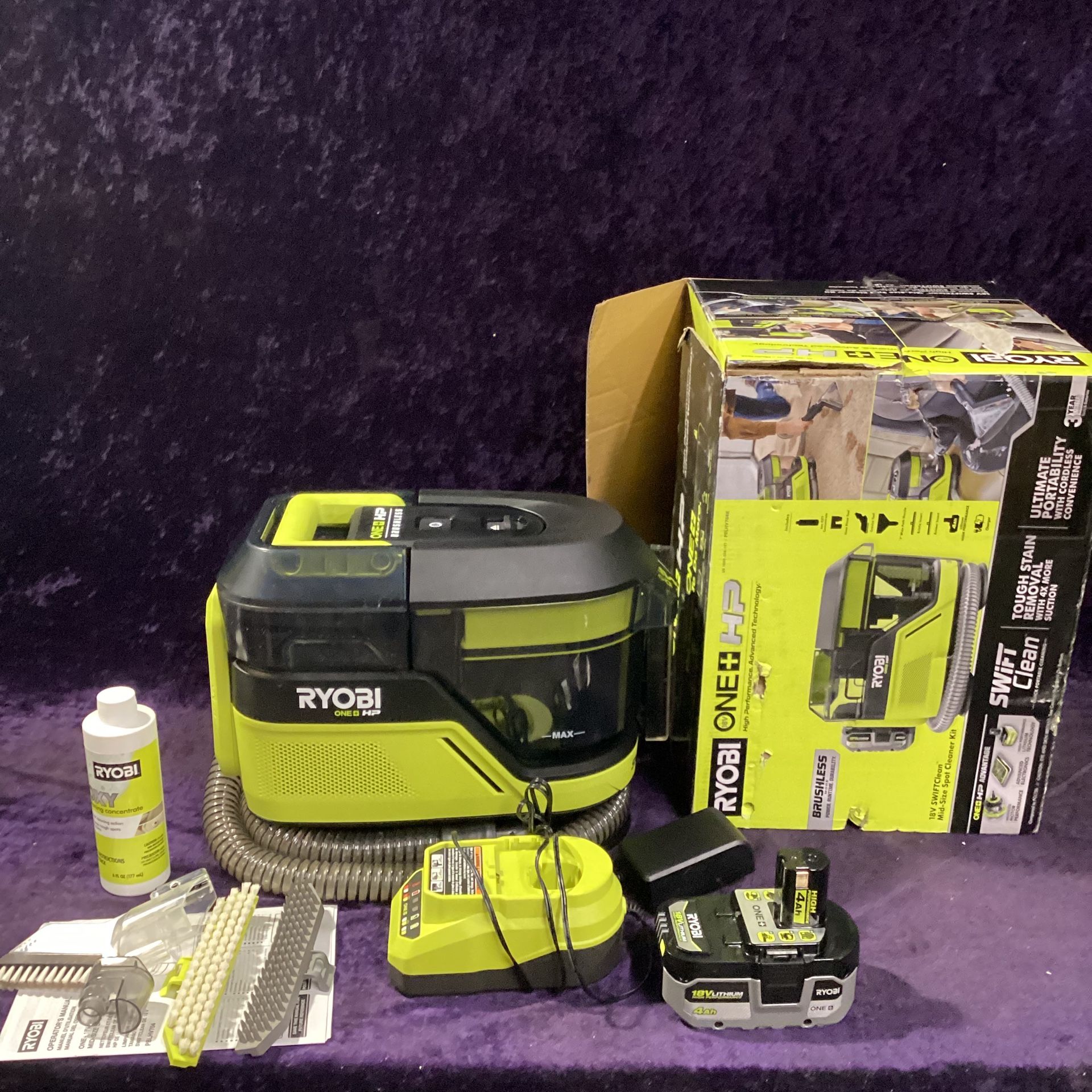 RYOBI HP 18V SWIFTClean MidSize Spot & Carpet Cleaner w/4.0 HP Batt ...