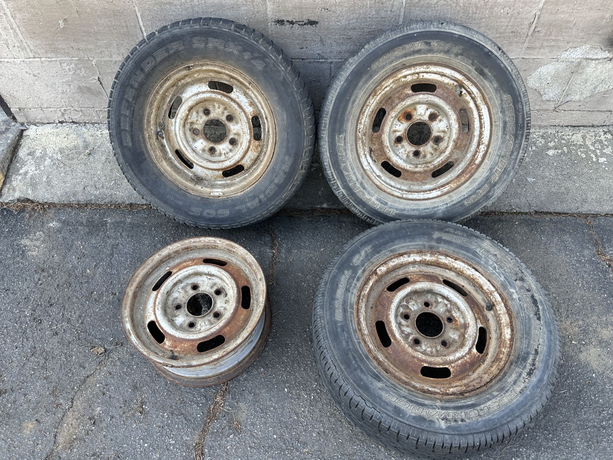 Rusty 14x6 inch rally rims from a Camaro 5 on 4.75 chevy buick pontiac ...