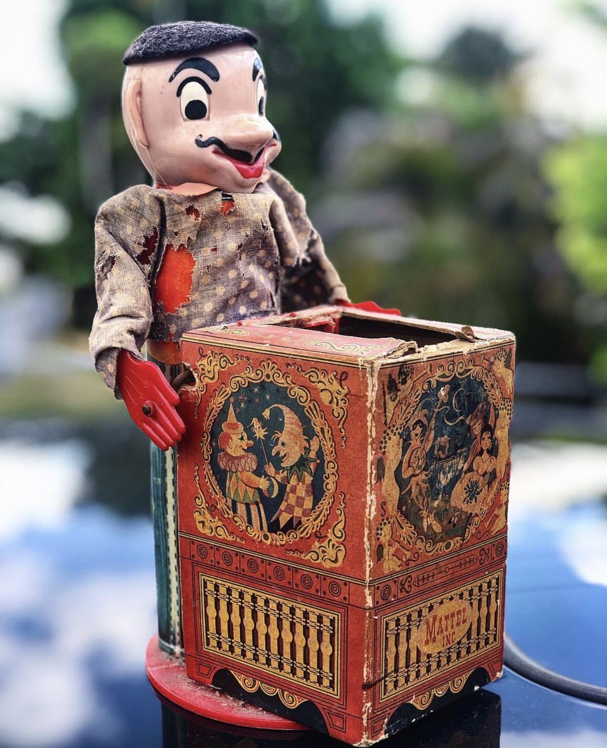 Vintage Antique 1950S Punch and Judy Puppet Circus Clown Wind up Toy ...