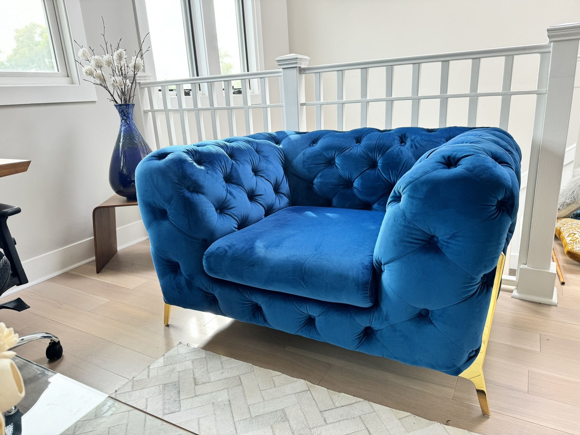 Divani Casa Sheila - Transitional Navy Blue Fabric Loveseat and Chair ...