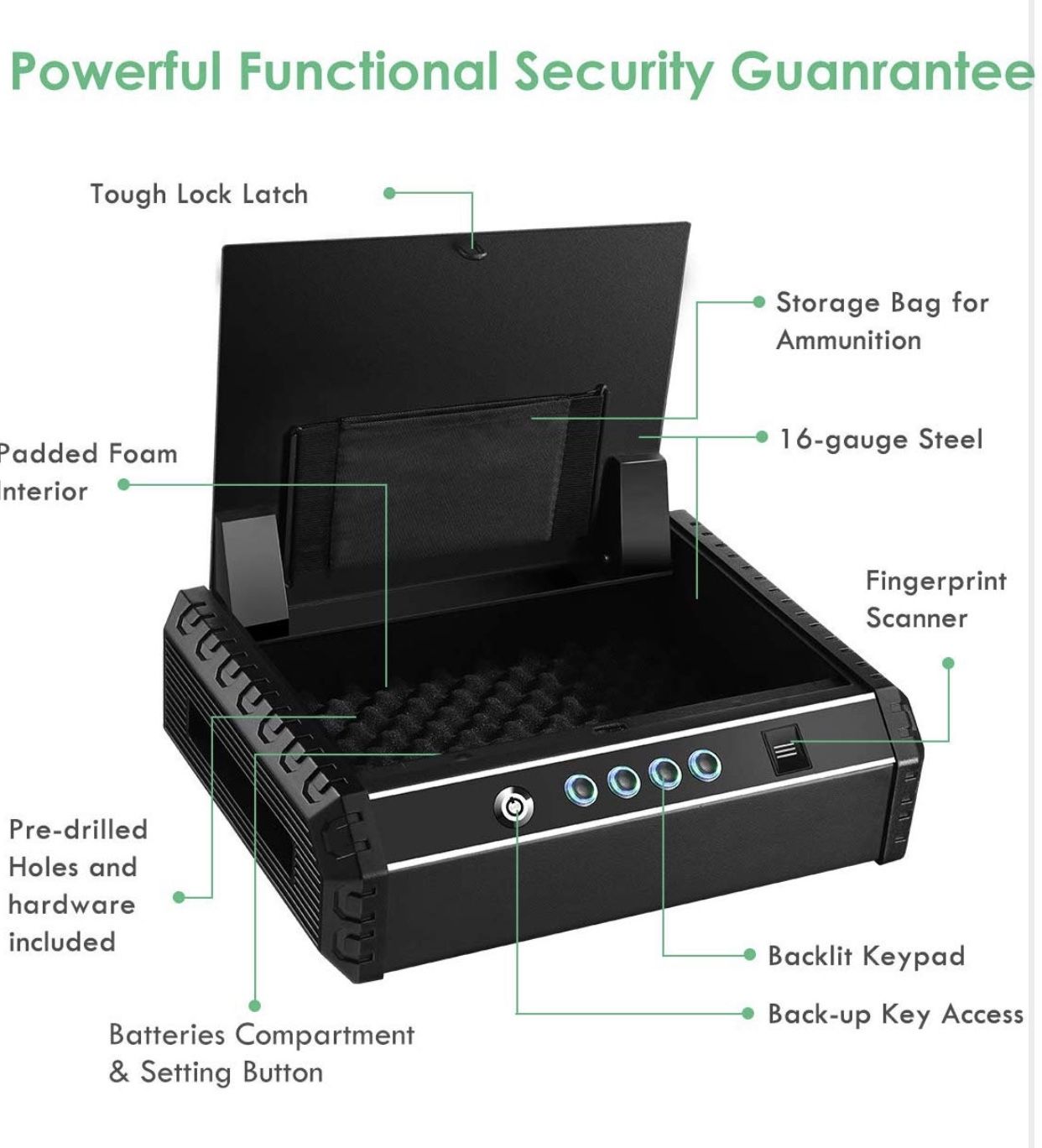 PRYMAX Biometric Gun Safe, Smart Pistol Safe with 4 Digits Code, Wall ...