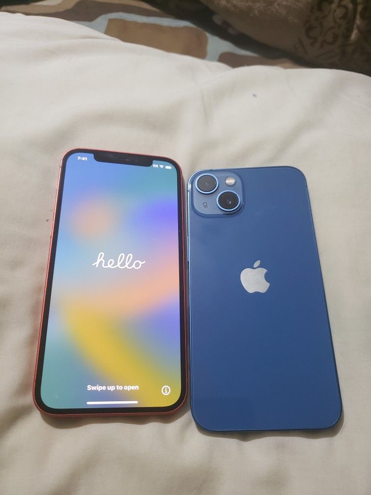 Iphone 12 Red And Iphone 13 Blue Icloud Locked Bloqueado for Sale in ...