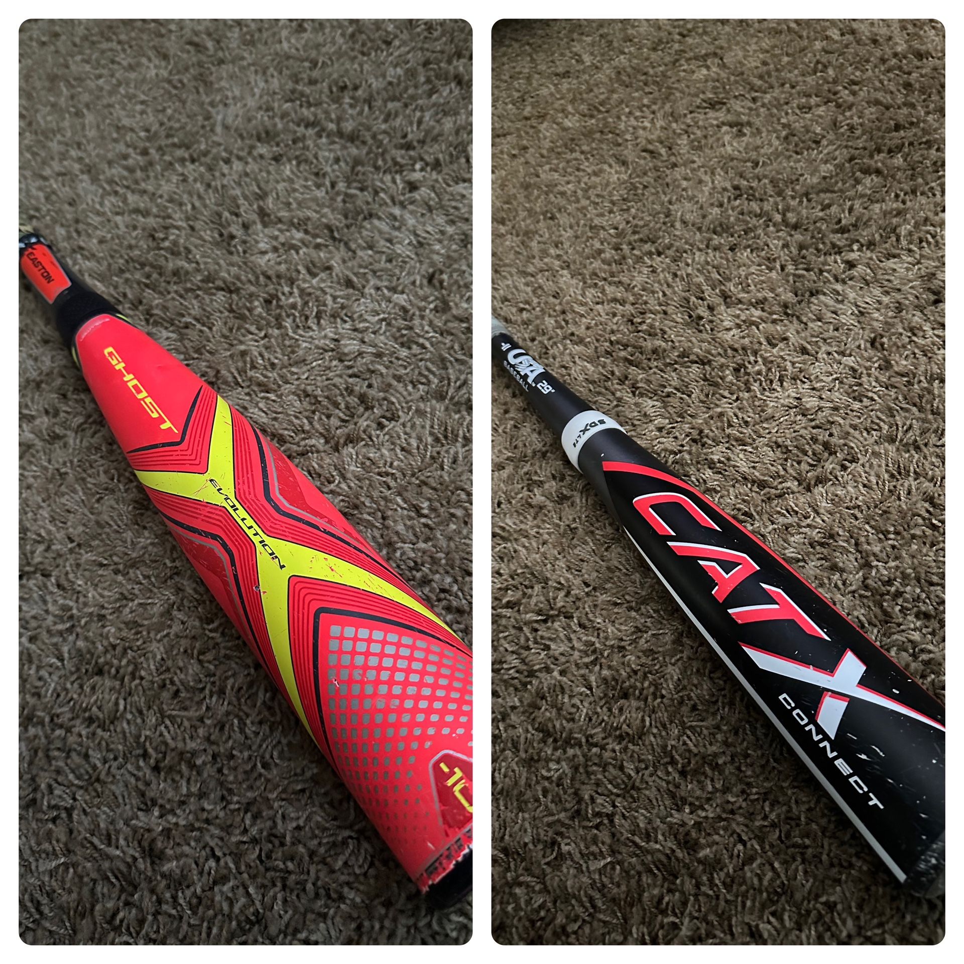 Easton Ghost Evo(28/18) & Marucci Cat X Connect(29/18) for Sale in ...
