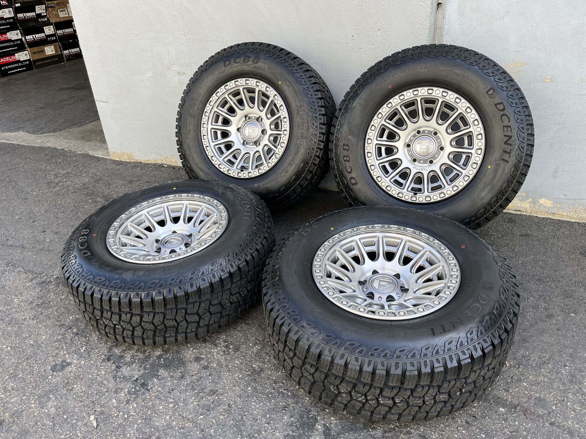 17” INCH FUEL CYCLE TITANIUM FINISH WHEELS/RIMS WITH 33” ALL TERRAIN ...