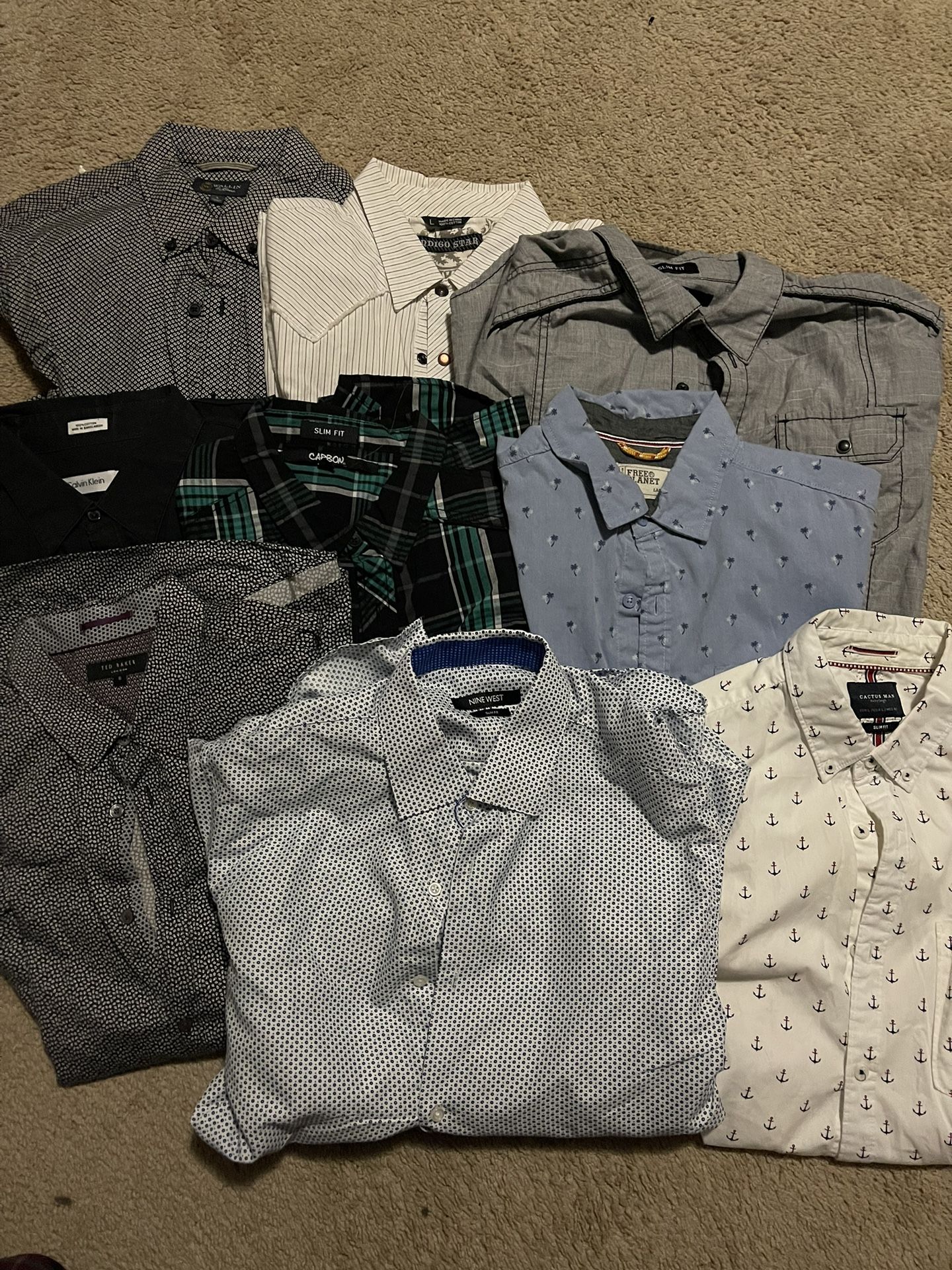 Lot of Nine Men's Large Button Up Dress/Casual Shirts for Sale in Austin, TX - OfferUp