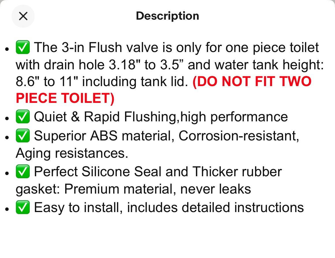 WinZo Open Box 3-inch Dual Flush Valve Kit Replacement Part for One ...