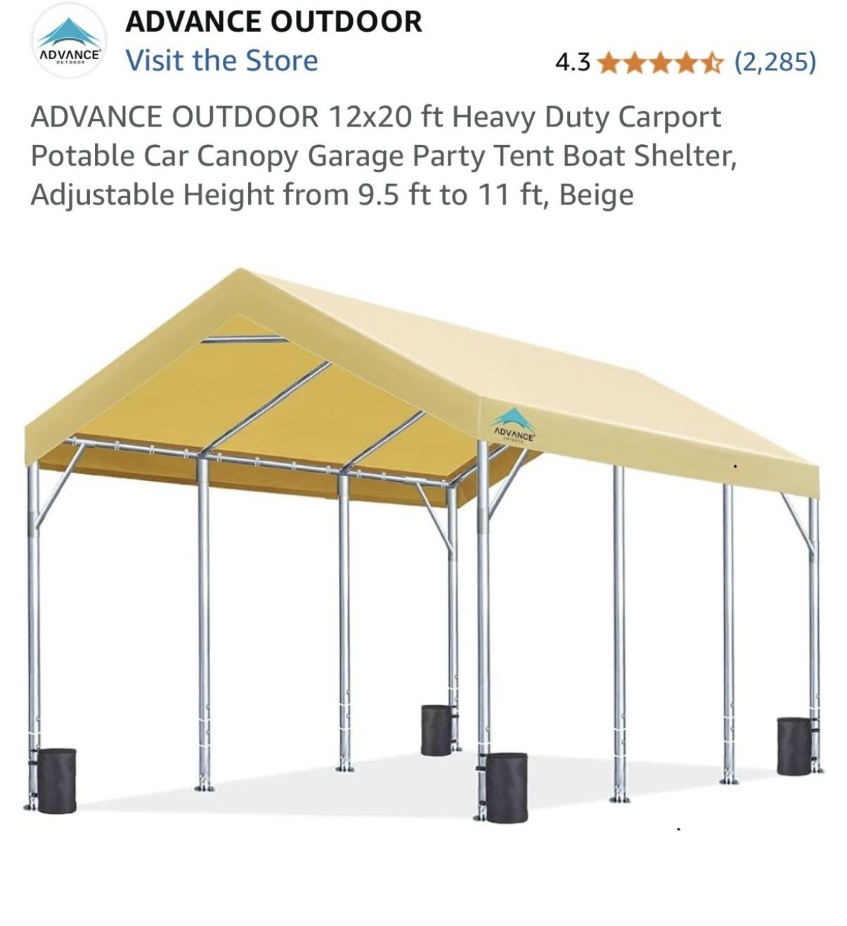 ADVANCE OUTDOOR 12x20 ft Heavy Duty Carport for Sale in Lake View ...