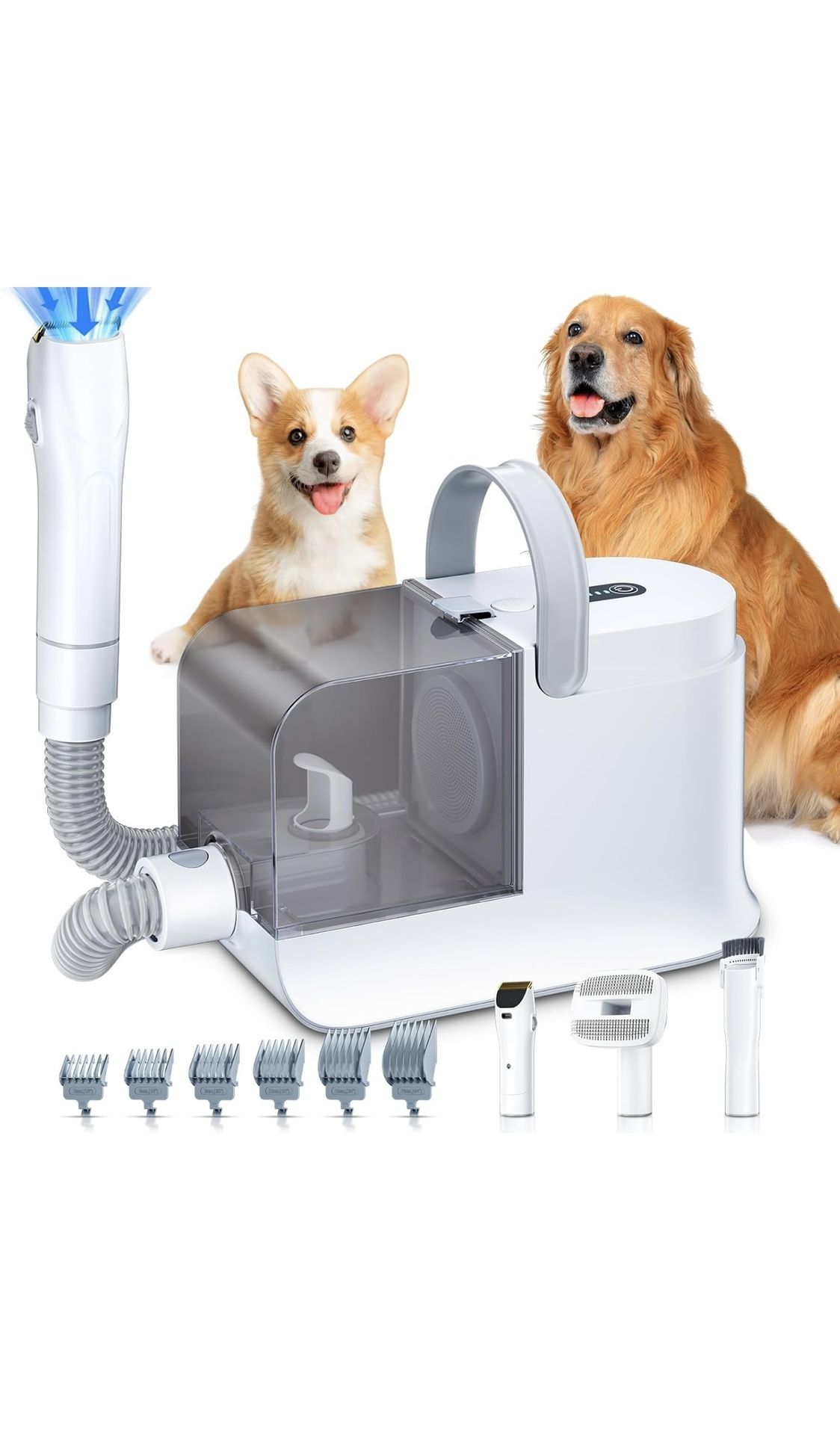 LABIGO Dog Grooming Vacuum, 12000Pa Dog Hair Vacuum with Pet Clipper, 1.8L Pet Grooming Vacuum ...