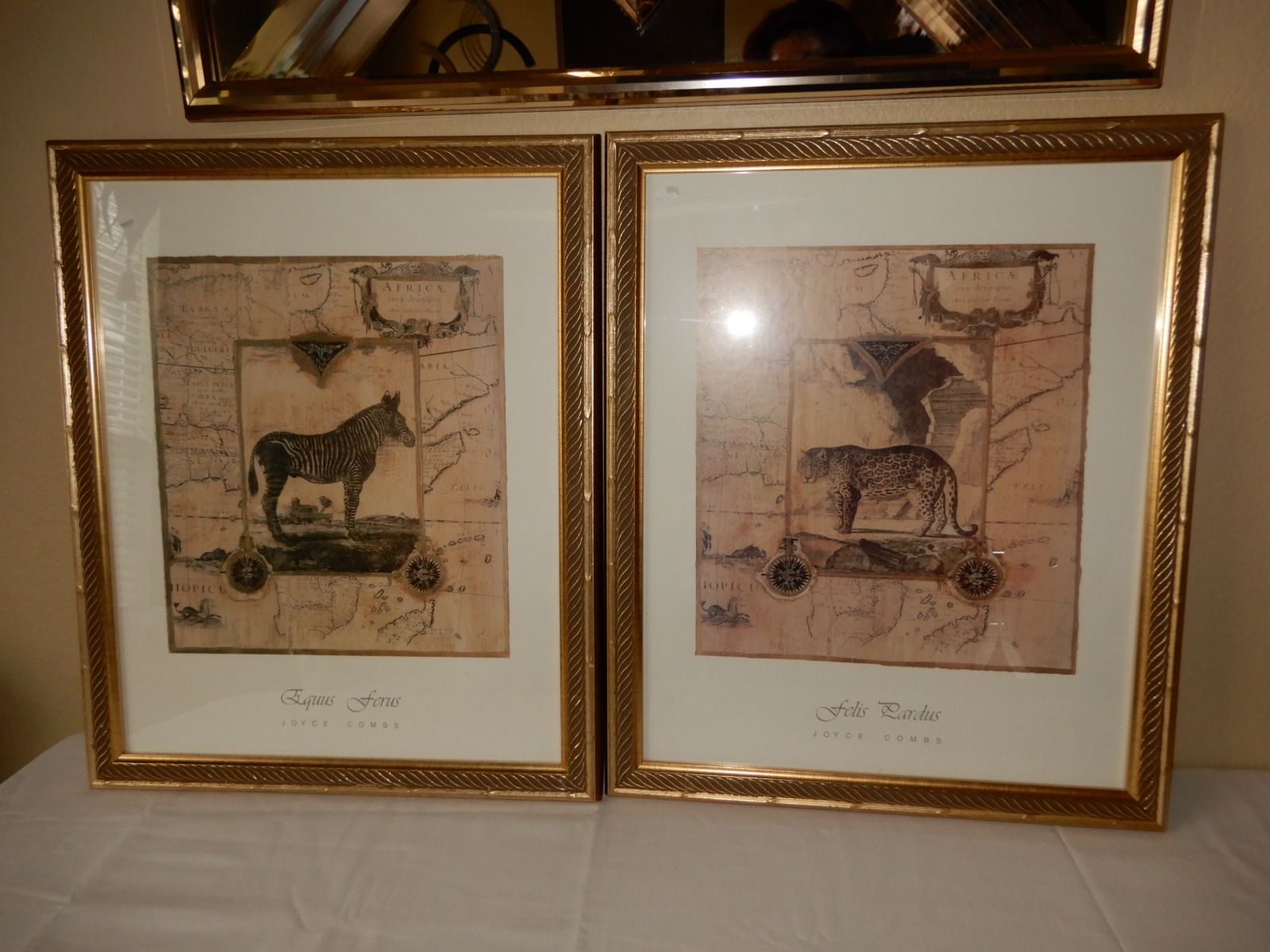 Lot Of 2 Framed Art Prints By Joyce Combs Africa Jungle Elephant ...