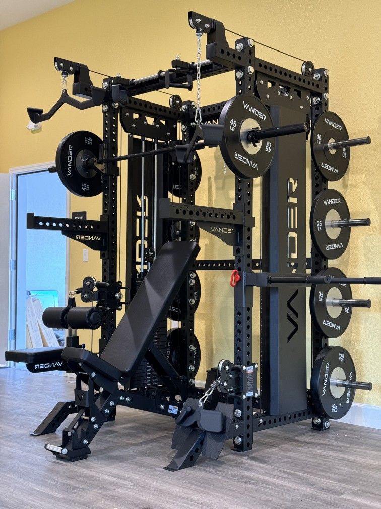 MONSTER SQUAT RACK EXERCISEACHINE WITH 600LBS WEIGHT STACK - FREE ...