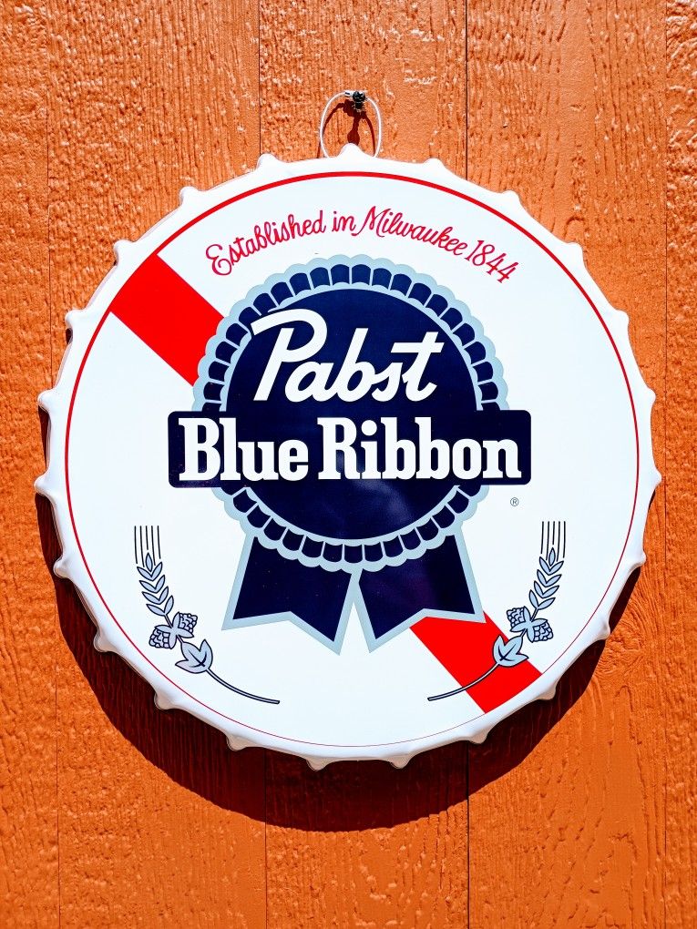 Pabst Blue Ribbon PBR Scalloped Edge Tin Metal Beer Bar Sign for Sale ...
